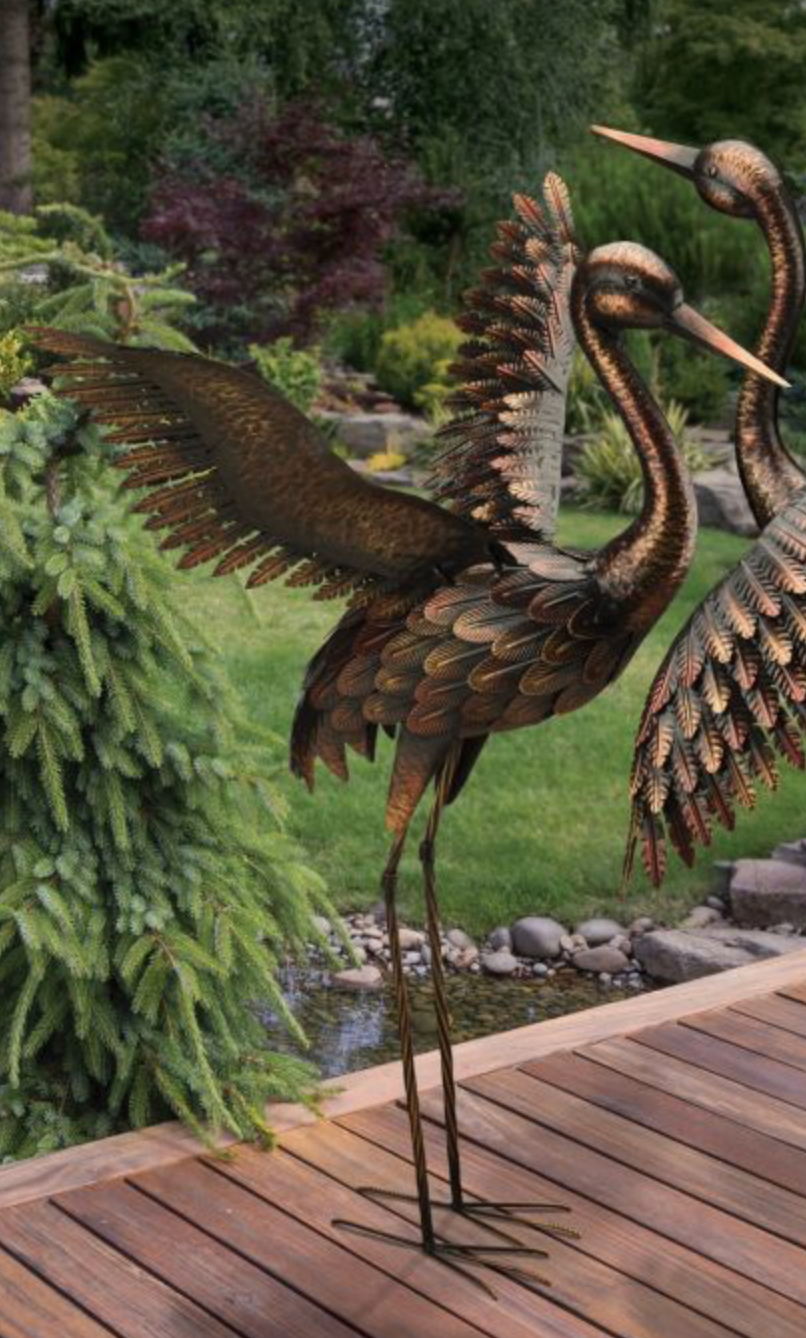 Bronze Crane 44" - Wings Up - Garden Specialties