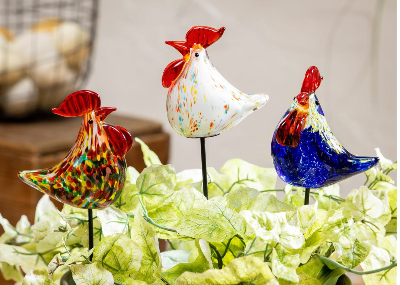 Rooster Glass Plant Pick - Garden Specialties