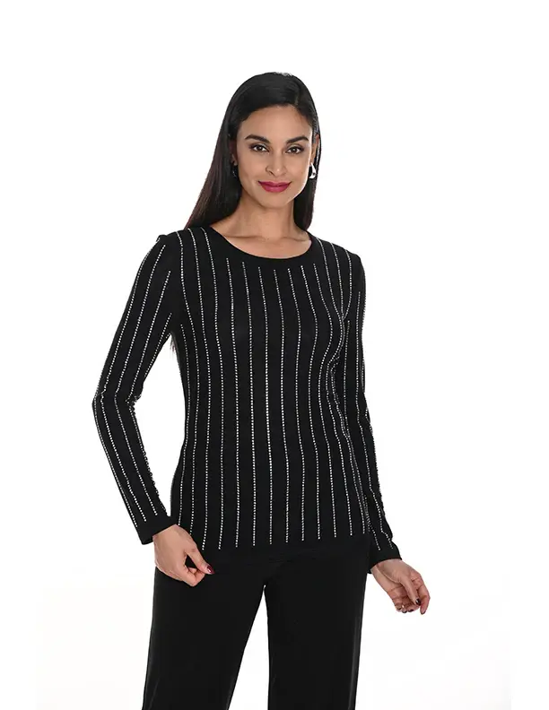 Frank Lyman Mesh silver embellished top - Ideal Fashion