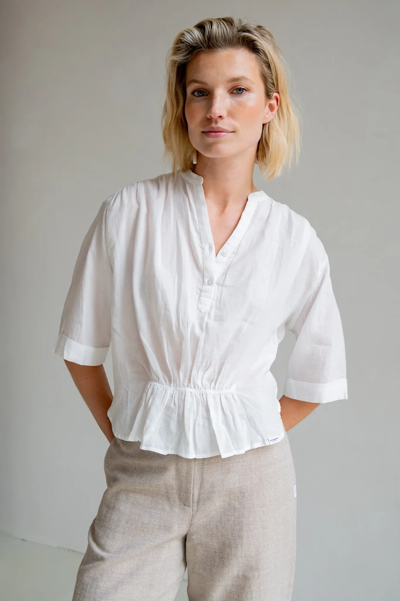 Penn & Ink Modren Twist Front Blouse - Ideal Fashion