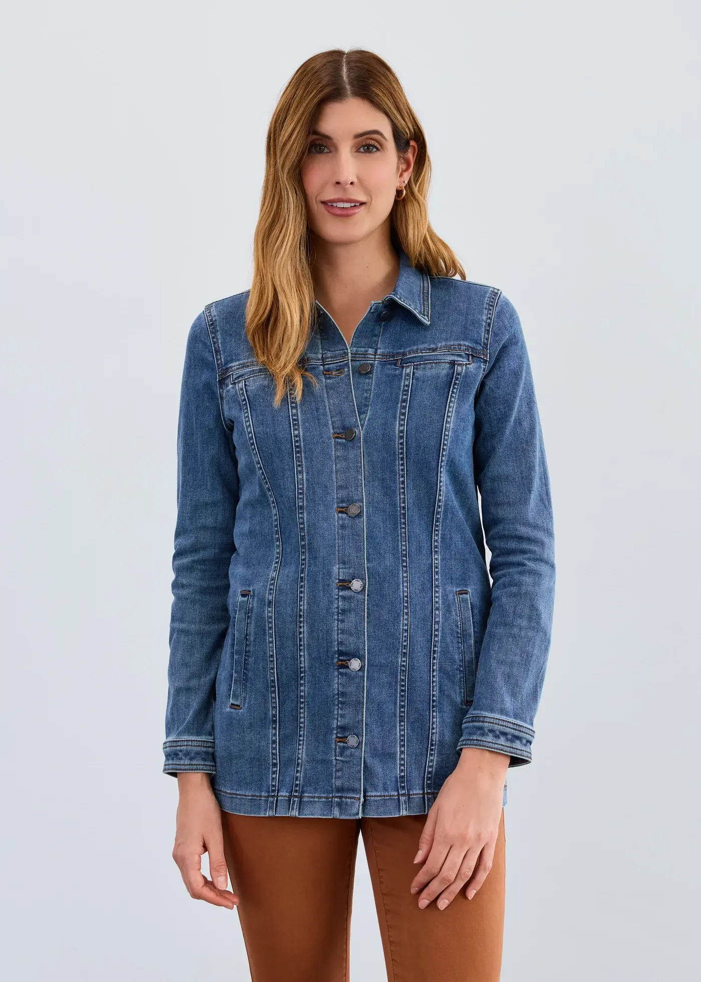 French Dressing Jeans Long Denim Jacket - Ideal Fashion