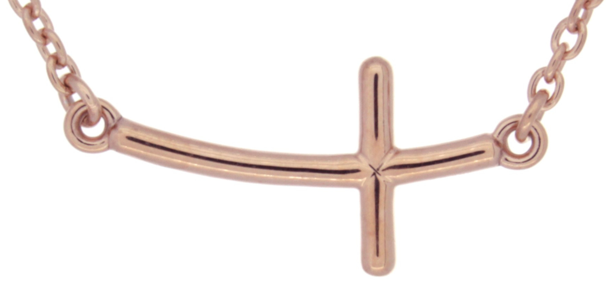 .925 Horizontal Rose Gold Overlay Cross (19") - Minted Gold and Silver