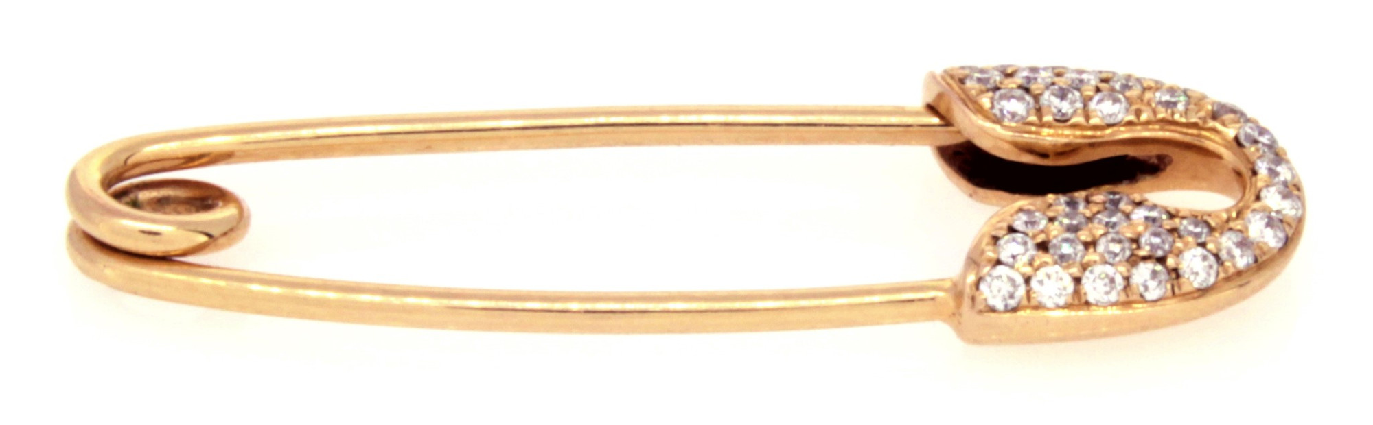 18K Rose Gold Diamond Safety Pin Pendant - Minted Gold and Silver