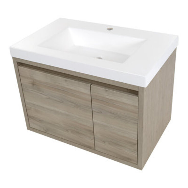 30.5" Wall-Mounted Single Bathroom Vanity With Cultured Marble Top Base ...