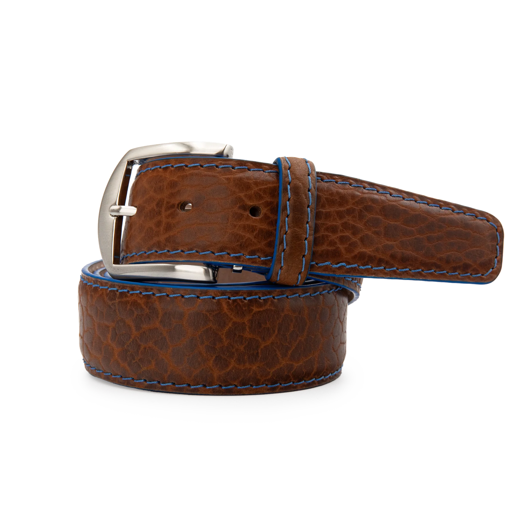 LEN Belts American Bison Belt - Cognac with Denim, Brown with Beige ...