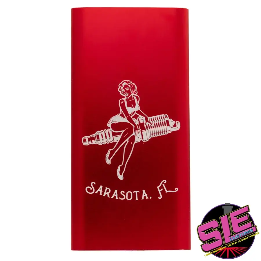 Pin-Up Spark Plug Engraved Power Bank & Wireless Charger Red - SLE Customs