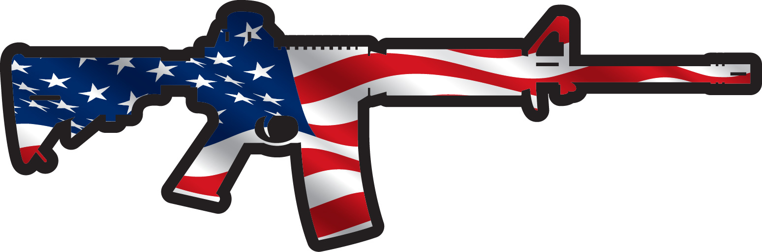 American Flag Rifle-Shaped Decal – 5" Weatherproof Sticker - SLE Customs