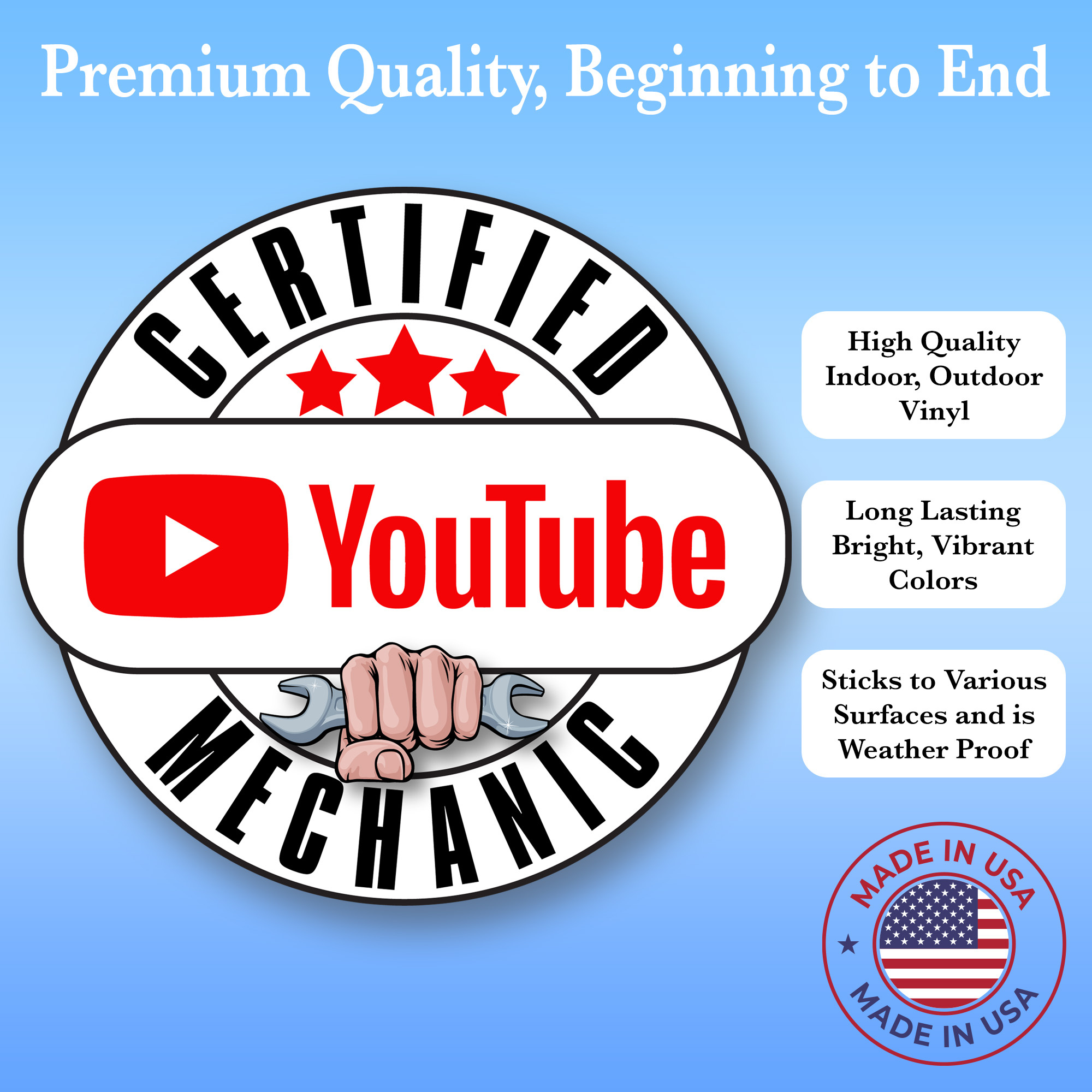 Certified YouTube Mechanic Sticker - Humorous Decal for Car Enthusiasts ...