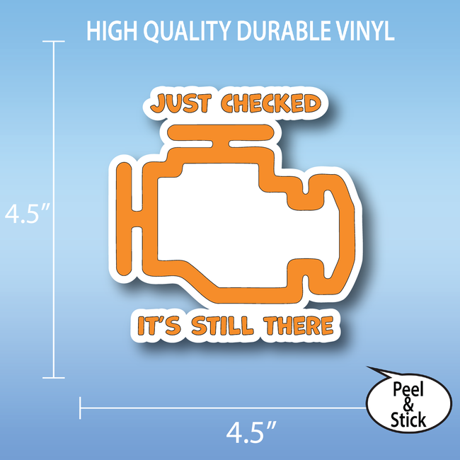Check Engine Light Sticker Just Checked - Hilarious Vinyl Decal - 4.5 ...