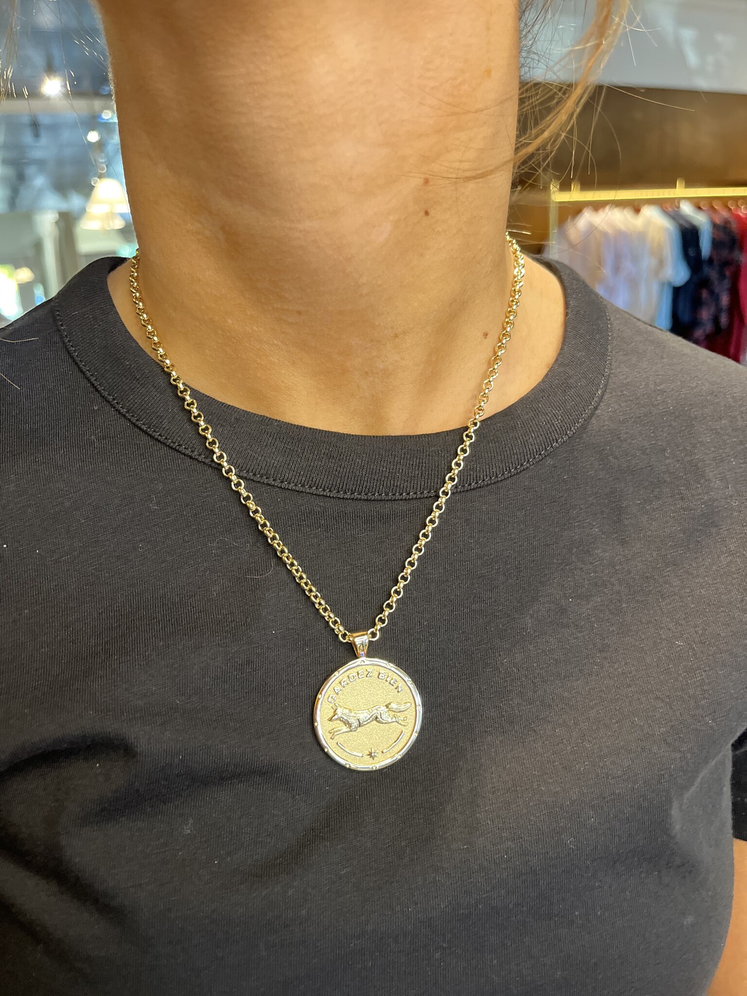 PROTECT FOX JW Original Pendant Gold / 18" Grande Rolo Chain - Gretta ...
