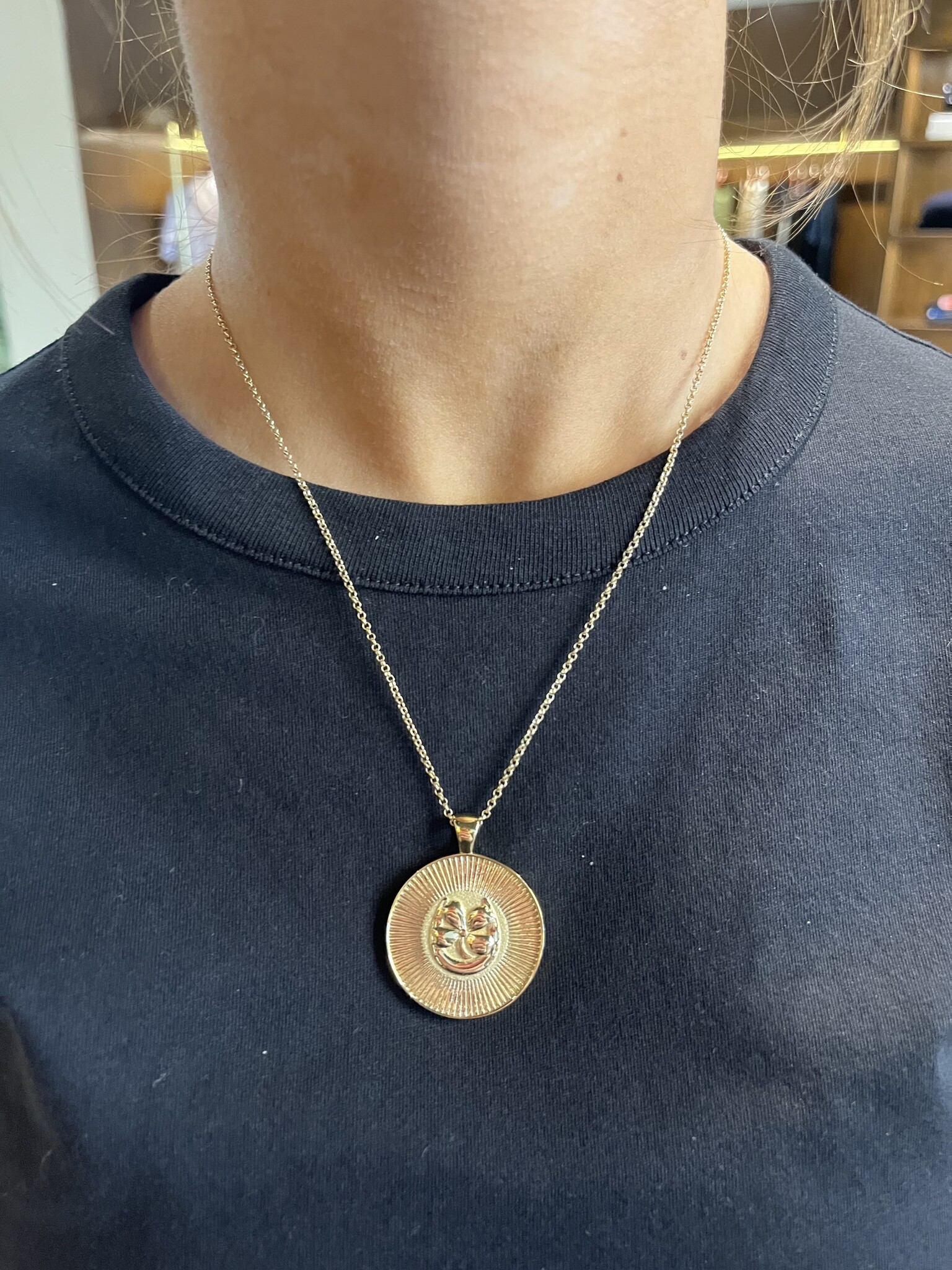 LUCKY JW Original Pendant Coin Gold / 16-18" Classic Rolo Chain ...