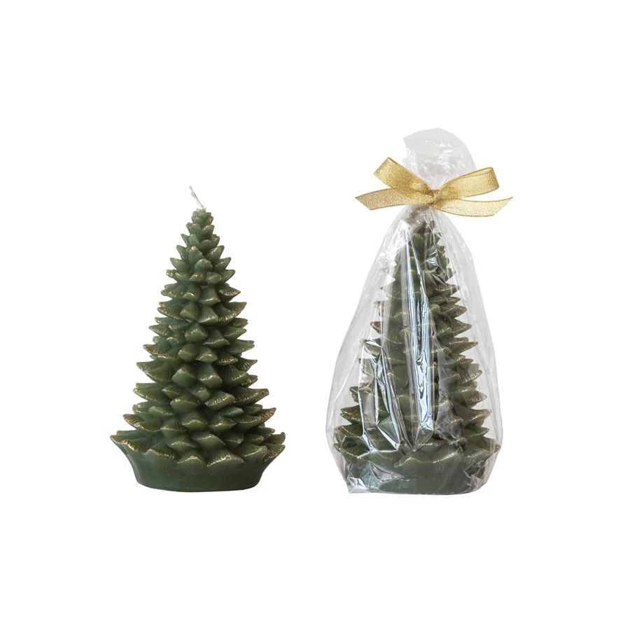 Creative Coop Unscented Tree Shaped Candle, Evergreen - The Country ...