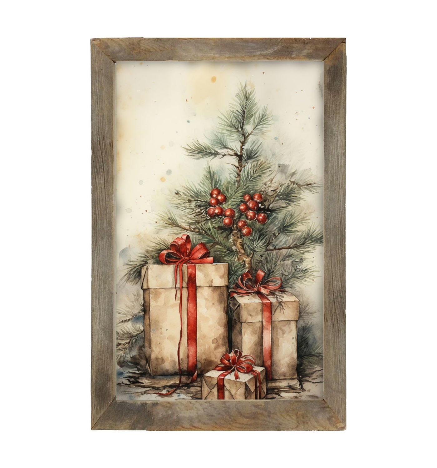 Presents with Christmas Tree - Rectangle Frame - The Country Store on Main
