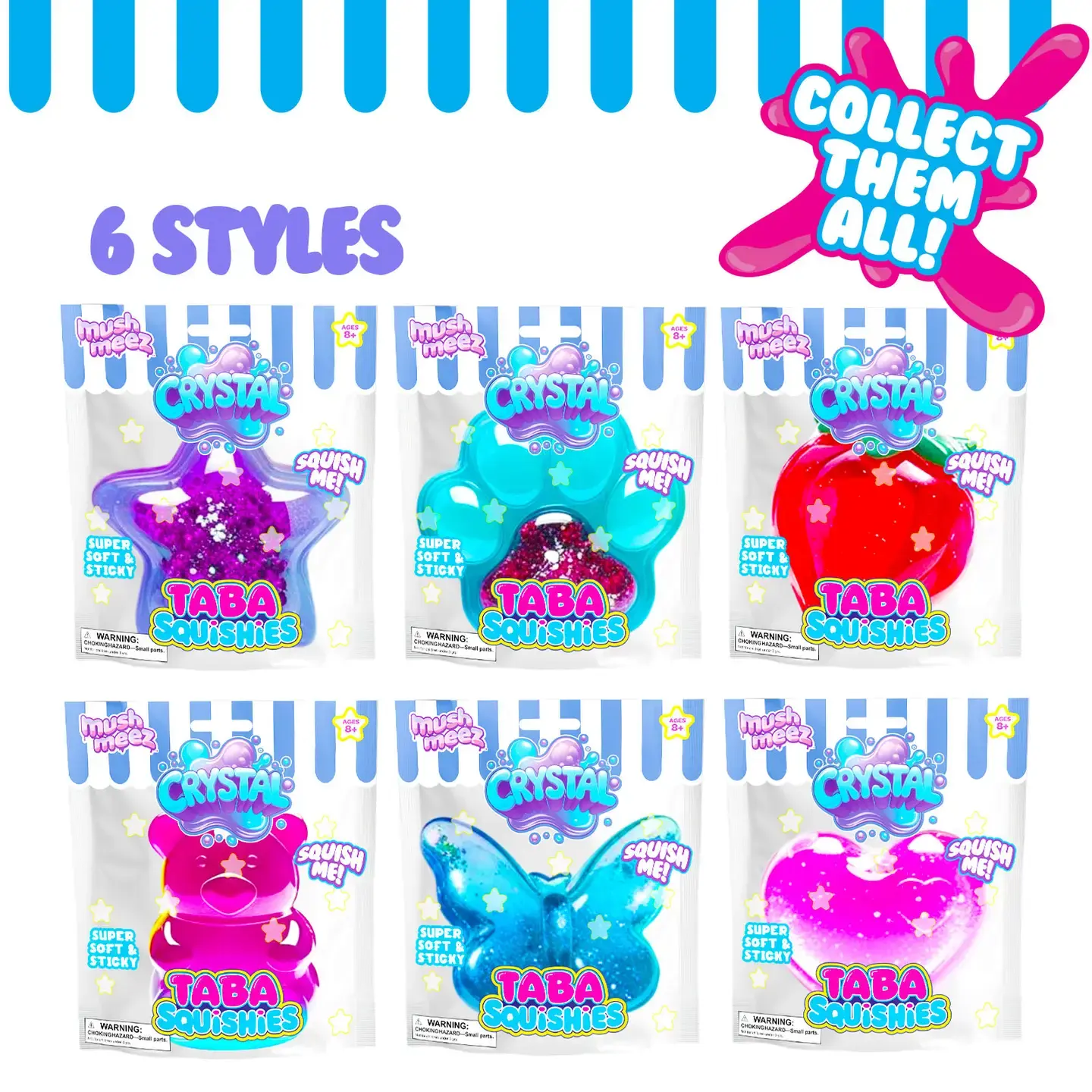 Taba Squishies Mushmeez Crystal Clear Assortment - Revelry Toys