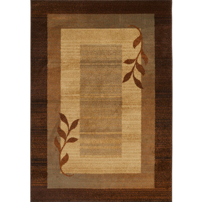 Royalty Clover Contemporary Geometric Border Area Rug, Brown/Blue Rug ...