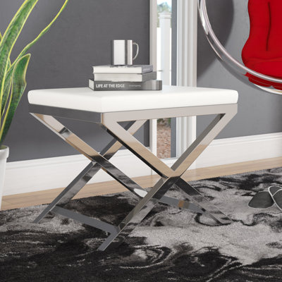 Axel Stainless Steel Accent Stool Frame Color: Silver, Seat Color ...