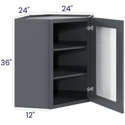 DCW2436GDEB | 24" W | 36"H Diagonal Cabinets with Glass Doors - Bud's ...