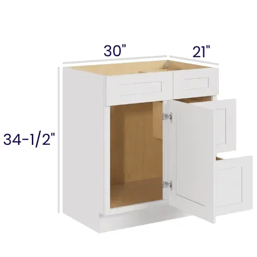 30" W | 34.5" H Vanity Combo Bases Right - Bud's Built Cabinetry by Bud ...